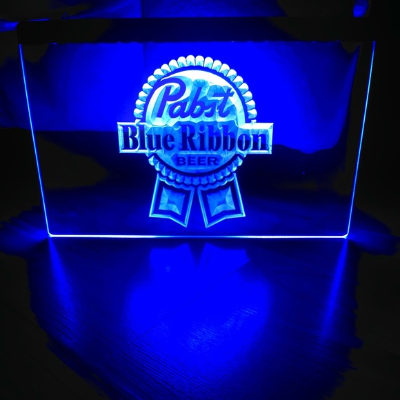 Other | Pabst Blue Ribbon Beer Led Neon Blue Light Sign 8x12 | Poshmark